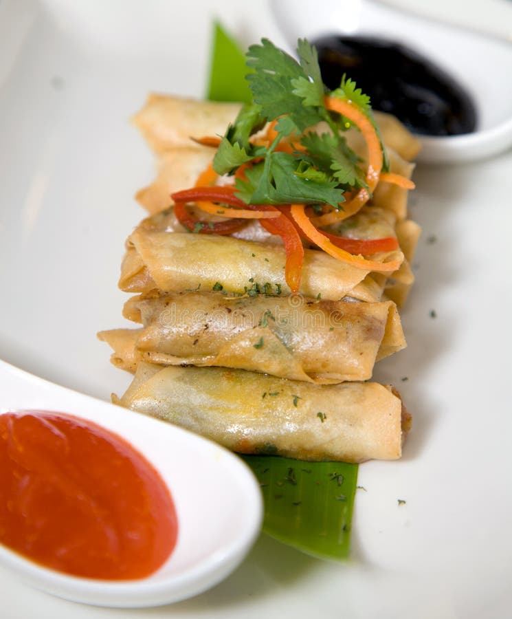 Portion of spring roll stock photo. Image of snack, asian - 72628390