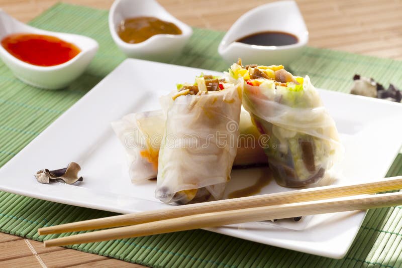 Portion of Spring Rolls on Plate Stock Image - Image of roll, china ...
