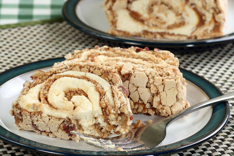 Portion of toffee roulade stock image. Image of filling - 47555711
