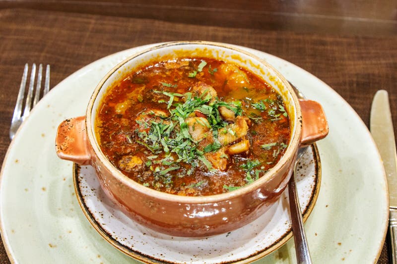 Portion of Traditional Soup Chanakh in Pot Stock Image - Image of bowl ...