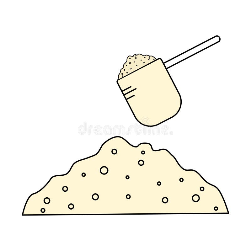 Portion of Whey Protein Powder with Scoop Isolated on White Background ...