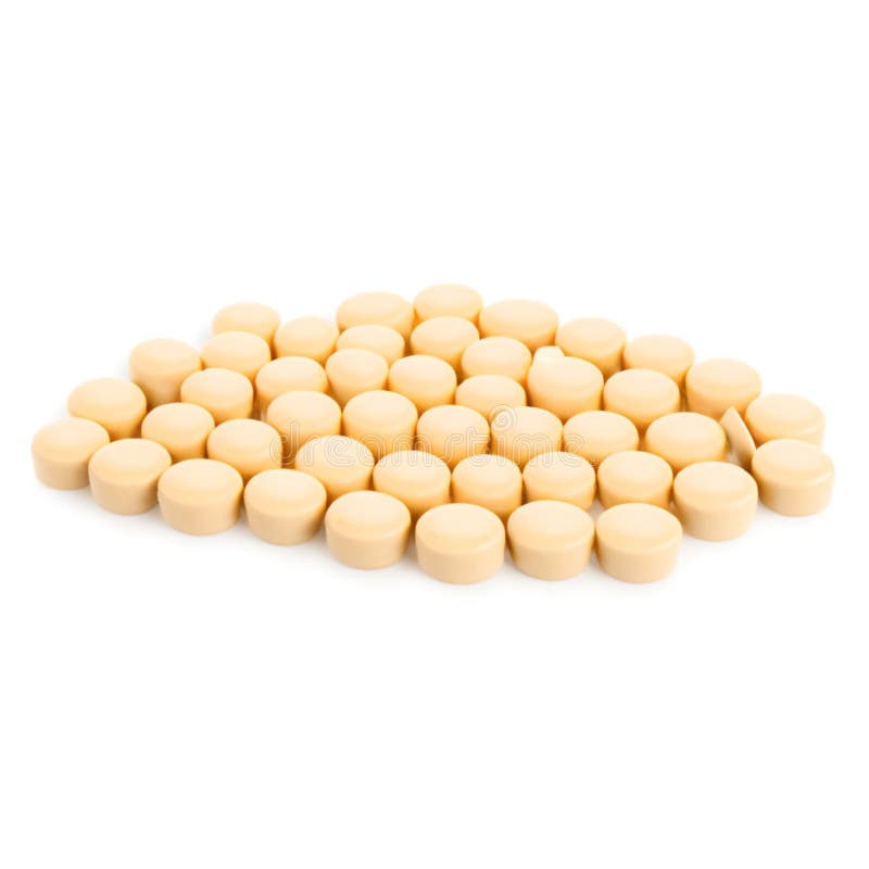 Portion of Yellow Tablets Isolated on a White Background Ai Generated ...