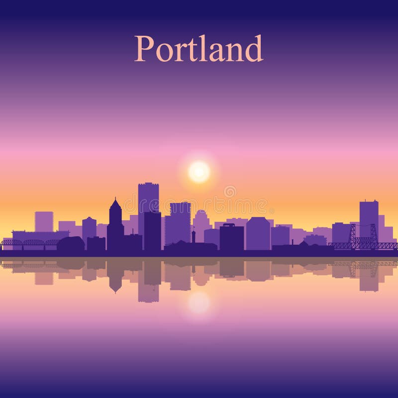 Portland City Skyline Silhouette Background Stock Vector - Illustration ...