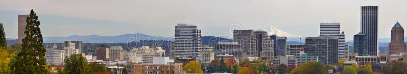 Portland Downtown Cityscape in the Fall Stock Image - Image of fall ...