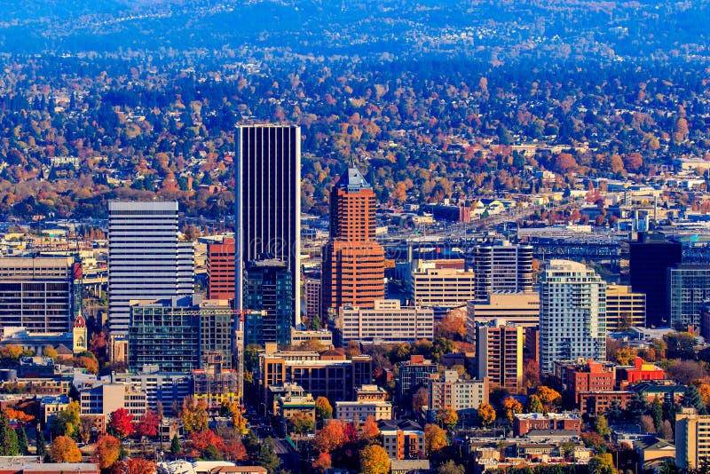 Portland Downtown Cityscape Stock Image - Image of fall, downtown: 64616391