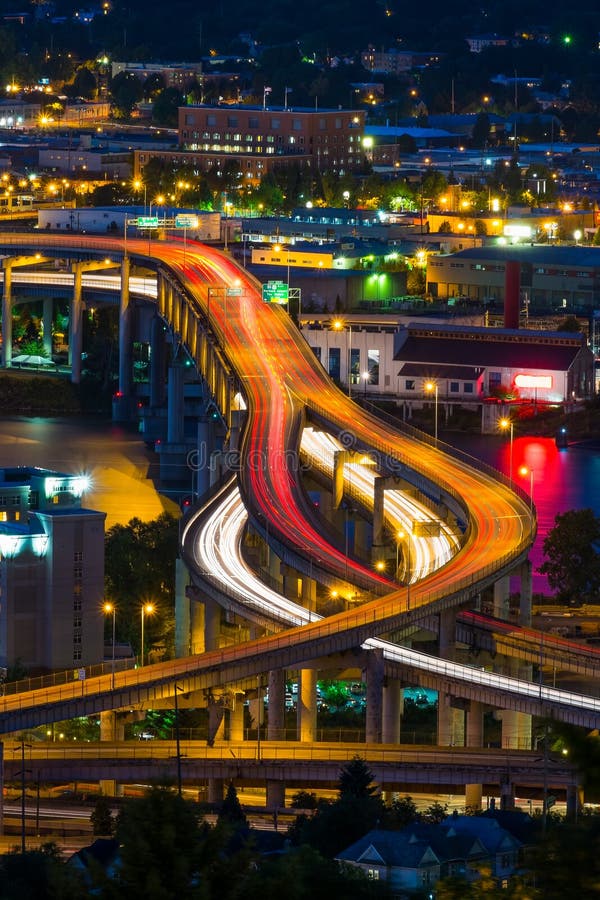 Portland Freeway at Night stock photo. Image of outdoors - 41989324