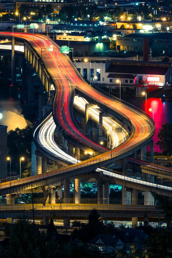 Portland Freeway at Night stock image. Image of water - 41989727