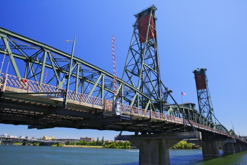 Portland Hawthorne Bridge stock image. Image of flag - 21182525
