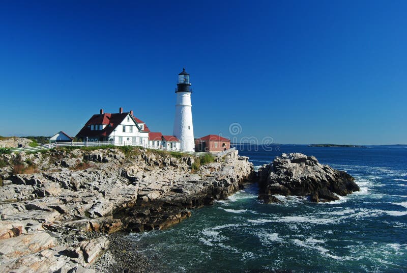 Portland Head Light in Cape Elizabeth. Stock Image - Image of rocky ...
