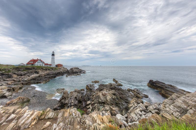 Portland Head Light stock image. Image of coastline, waves - 51992075