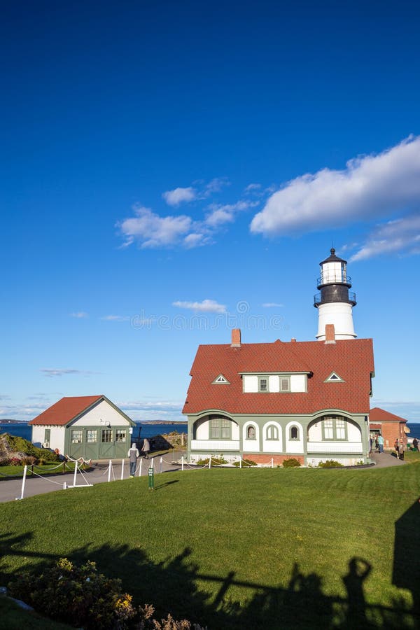 Portland Head Light in Maine at Sunset Stock Image - Image of park ...