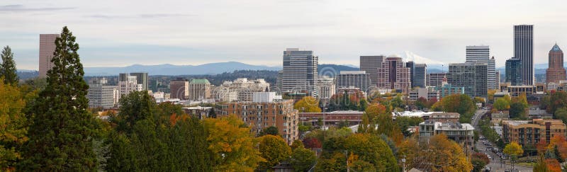 Portland Oregon Cityscape in Fall Stock Image - Image of cityscape ...