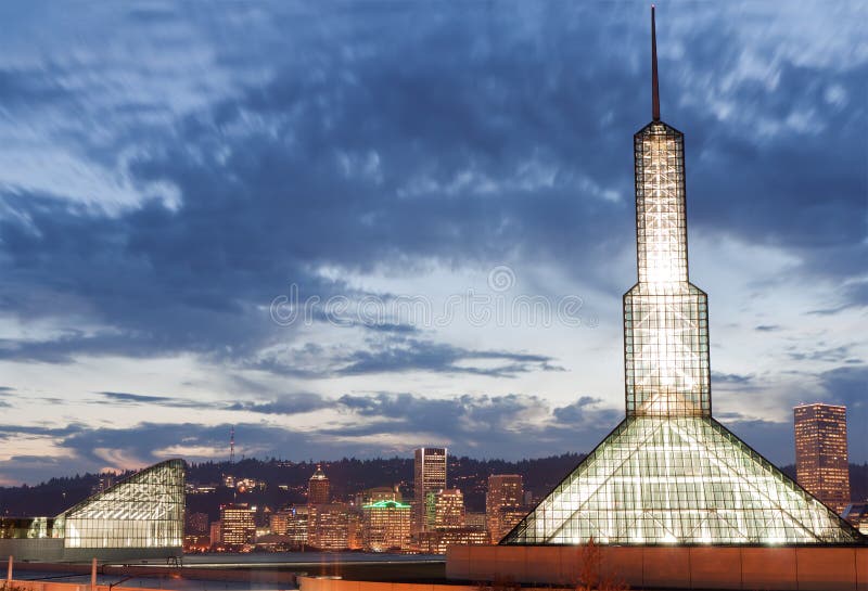 Portland Oregon Convention Center Stock Photo - Image of sunset ...