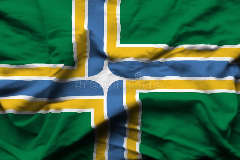 Portland Oregon Realistic Flag Illustration. Stock Illustration ...