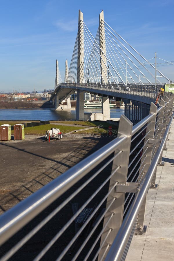 Portland Oregon New Railcar and Pedestrian Bridge. Stock Image - Image ...