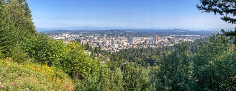 Portland, Oregon. Panoramic City View from the Top of a Hill Stock ...