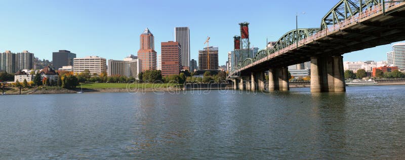Portland Oregon Skyline Panorama. Stock Image - Image of northwest ...