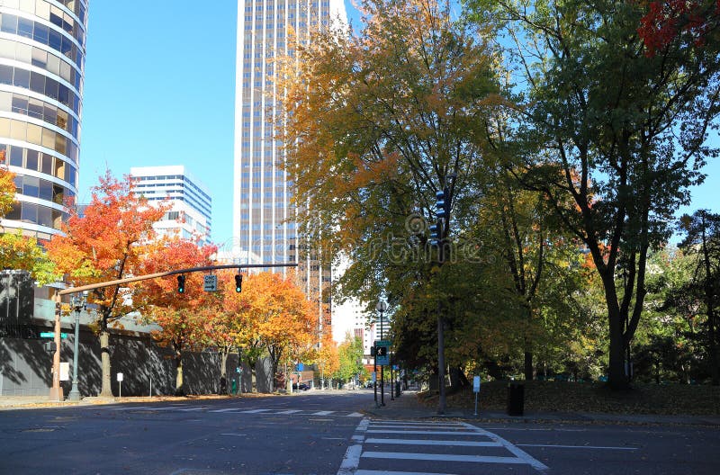 Portland, Oregon: SW 4th and Market Stock Image - Image of american ...
