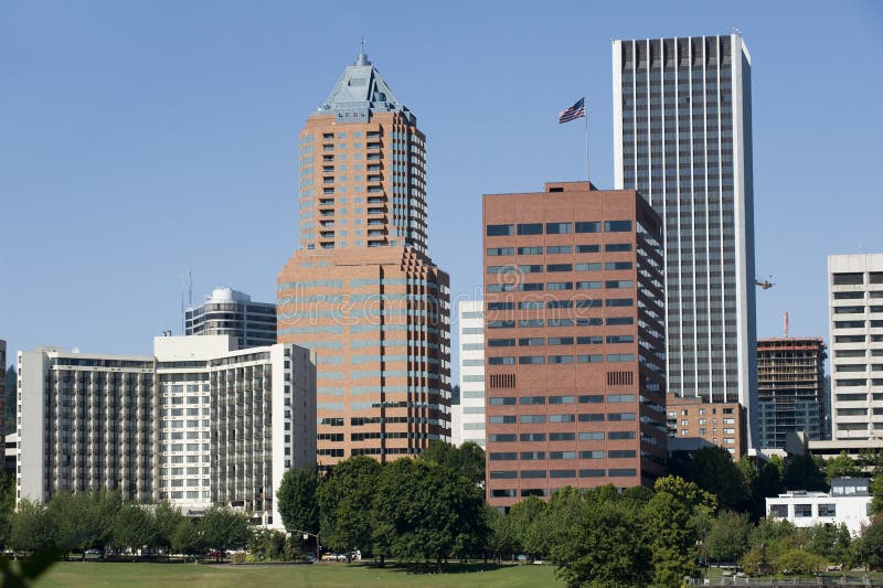 Portland Oregon Tall Buildings Stock Photo - Image of skyscraper, town ...
