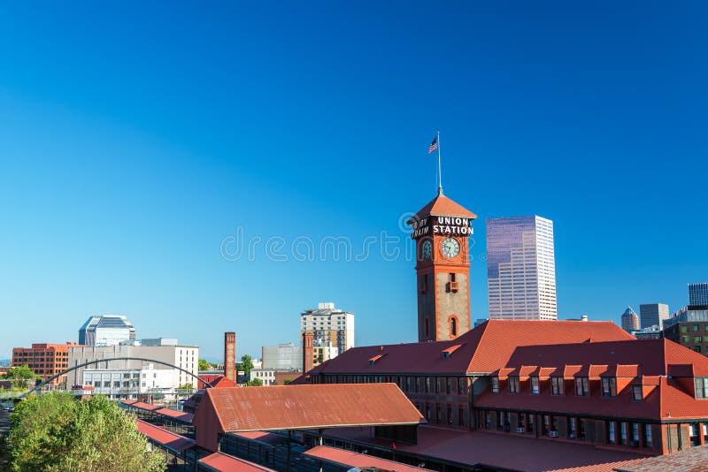Portland Oregon and Train Station Stock Image - Image of beautiful ...