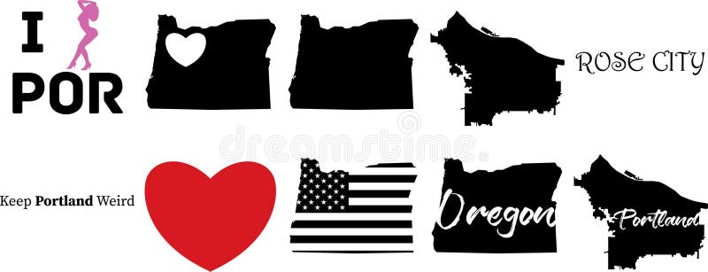 Portland Oregon US Map and the Heart Symbol Stock Vector - Illustration ...