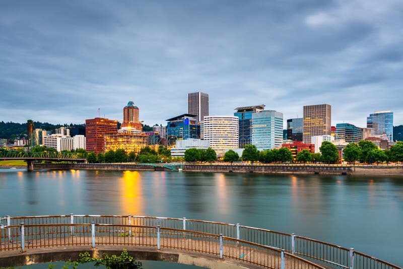 Portland, Oregon, USA Skyline Stock Image - Image of modern, reflection ...