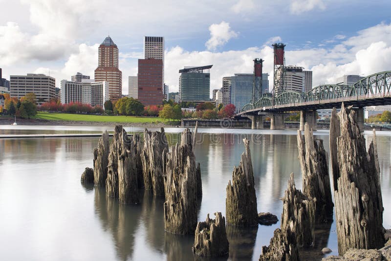 Portland Oregon Downtown Waterfront at Blue Hour Stock Image - Image of ...