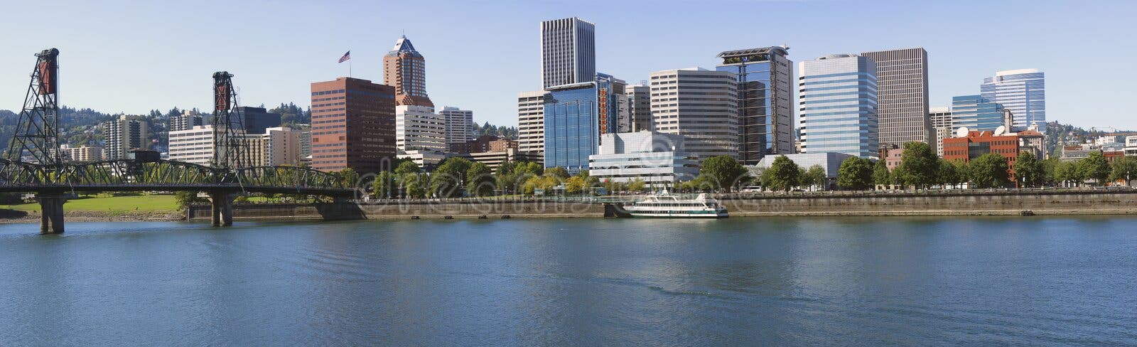 A Skyline View of Portland Oregon. Stock Image - Image of corporations ...