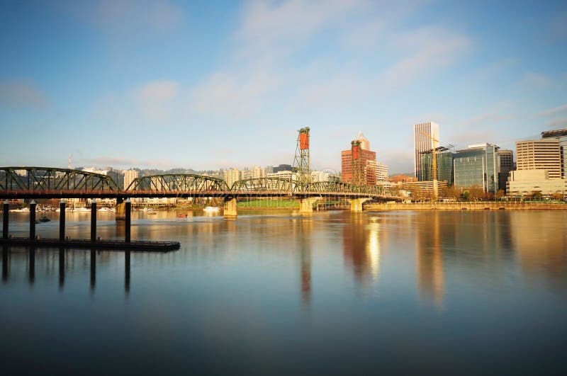 Portland Skyline and Beautiful Sky Stock Image - Image of bank, clear ...