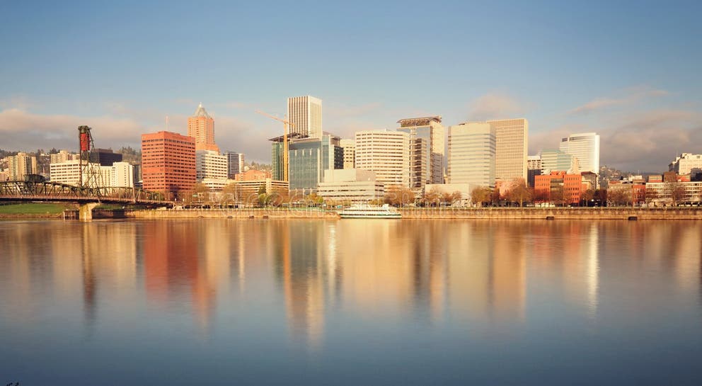 Portland Skyline and Beautiful Sky Stock Photo - Image of portland ...