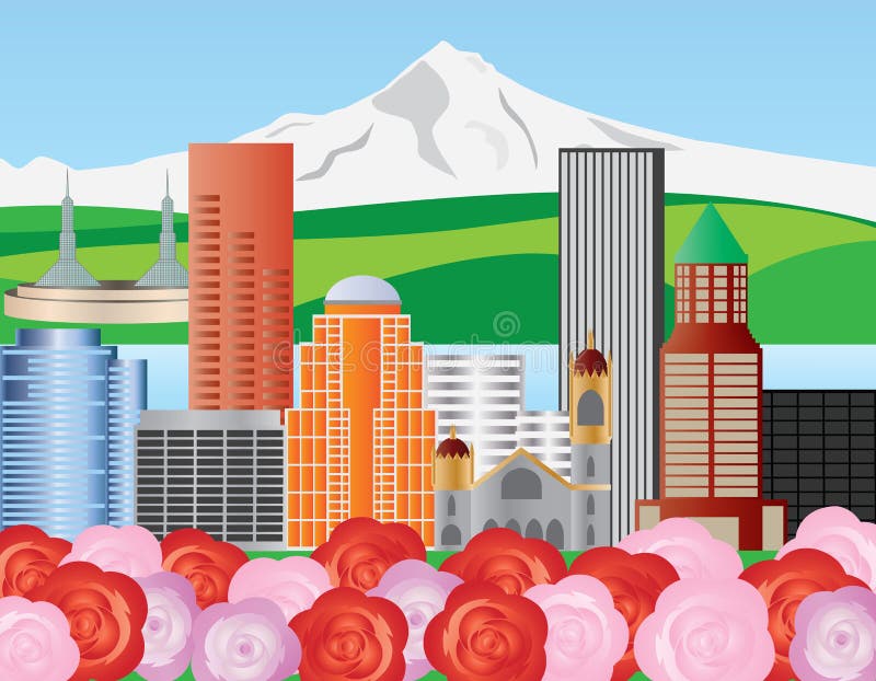Portland Skyline Illustration Stock Vector - Illustration of poster ...