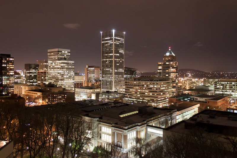 Portland Skyline at Night stock image. Image of architecture - 60739231