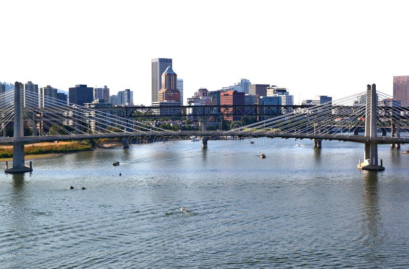 Portland Skyline on White Background Stock Photo - Image of states ...