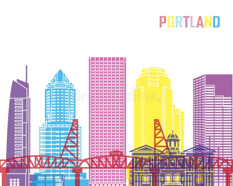 Portland City Skyline Horizontal Banner. Stock Vector - Illustration of ...