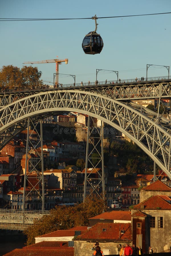 Porto Bridge with Cable Car Stock Photo - Image of destinations ...