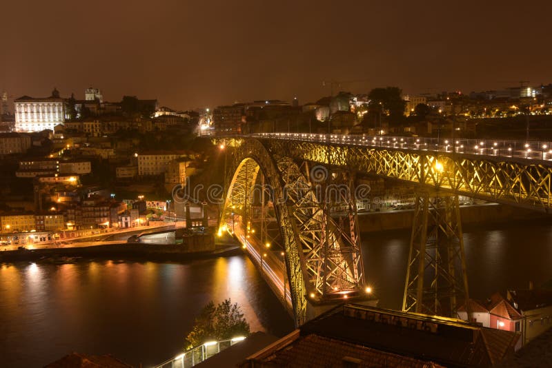 Porto Bridge Dom Luis at Night Stock Image - Image of destinations ...
