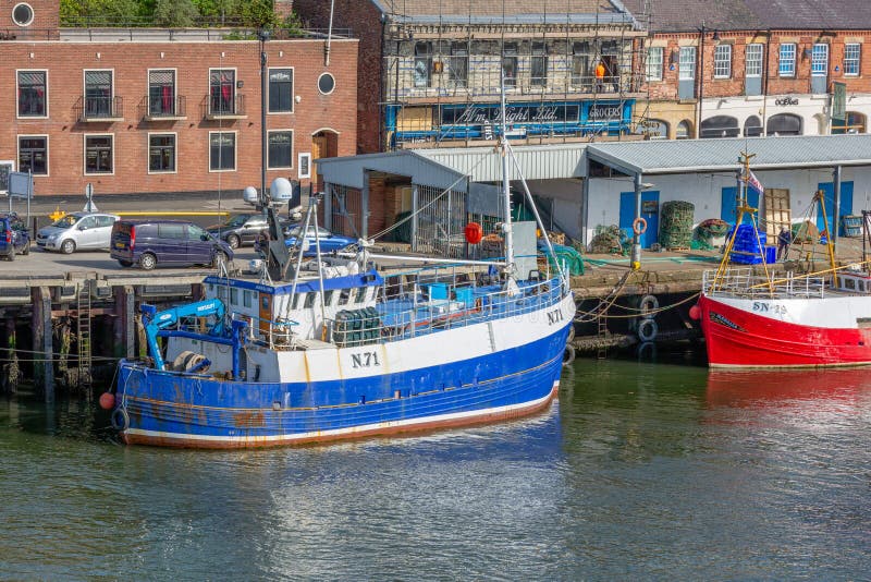 Porto Newcastle Com Os Navios Amarrados Da Pesca Imagem de Stock ...