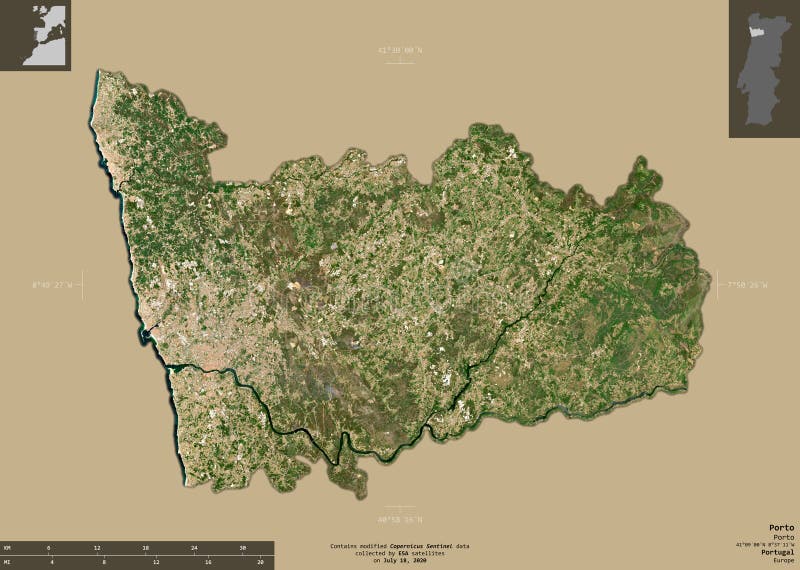 Porto, Portugal - Composition. Sentinel-2 Satellite Stock Illustration ...