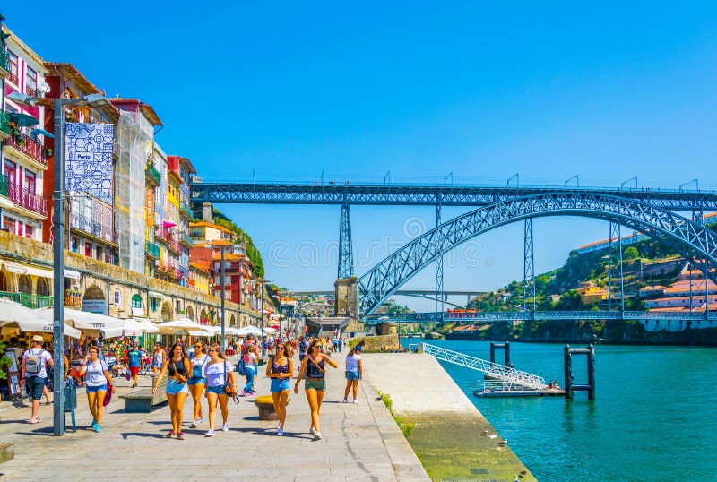PORTO, PORTUGAL, SEPTEMBER 5, 2016: Waterfront of River Douro in Porto ...