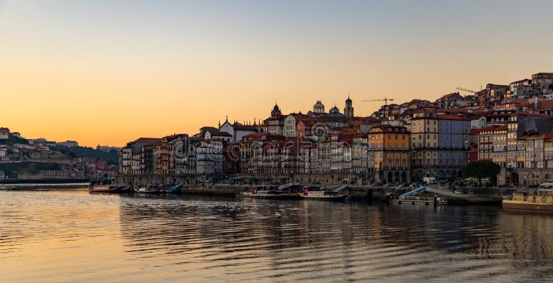 Porto and Ribeira District at Sunset Stock Image - Image of ribeira ...