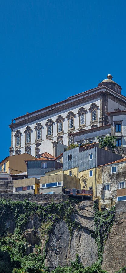 Porto Riverside and Old Town Balcony View with Blue Sky Stock Image ...