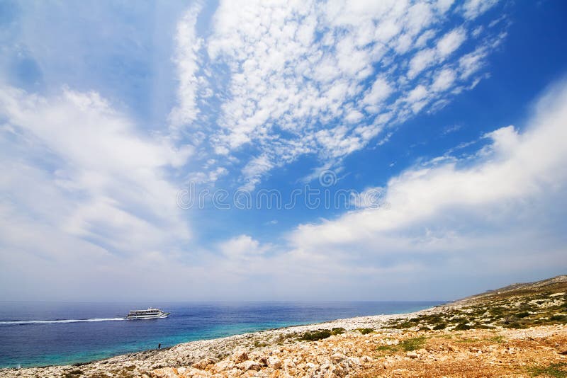 Porto Roxa Beach on Zakynthos Island Stock Image - Image of rocks ...