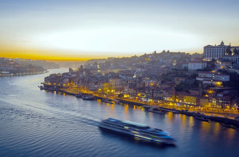 Porto Skyline at Sunset, Portugal Stock Image - Image of dusk, tourist ...