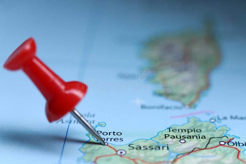 Porto Torres, Sardinia, Italy Pin on Map Stock Image - Image of object ...