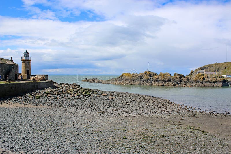 Portpatrick Lighthouse in Galloway, Scotland Stock Photo - Image of ...