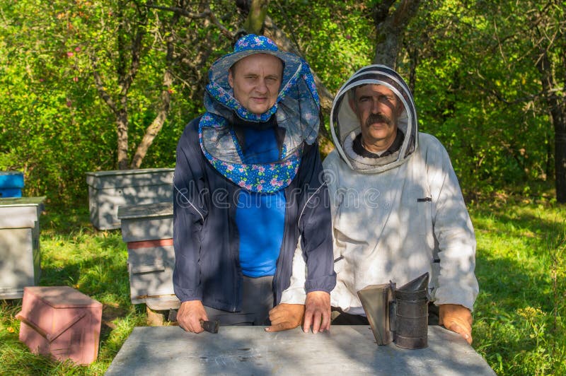 Portrain of Ukrainian Bee-keeper and His Assistant Stock Image - Image ...