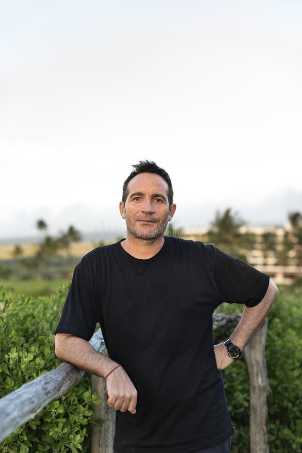 Portrair of Handsome Man Looking at Camera in Maui, Hawaii. Copy Space ...