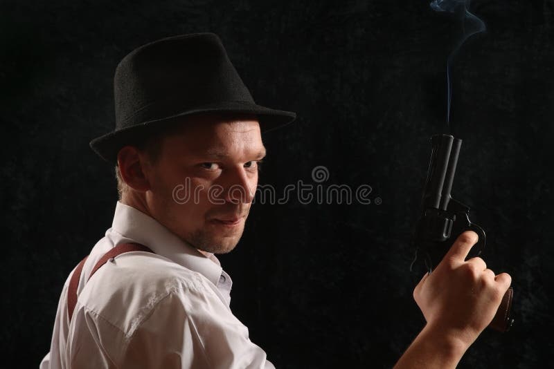 Profile of Man with Western Revolver Stock Image - Image of strong ...