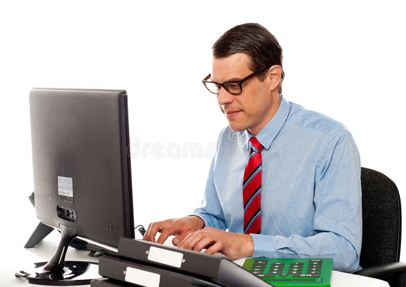 Portrait of an Accountant Working on Computer Stock Photo - Image of ...