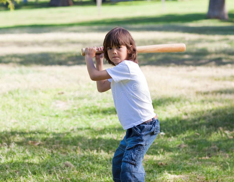 Portrait of Adorable Child Playing Baseball Stock Image - Image of ...
